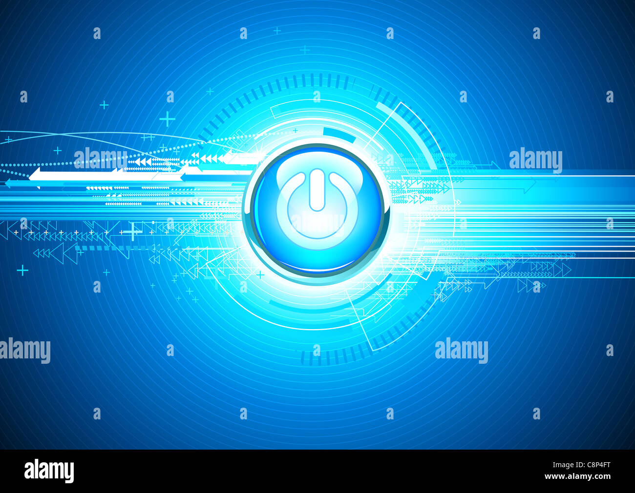 illustration of abstract hi-tech Background with Glossy power button ...