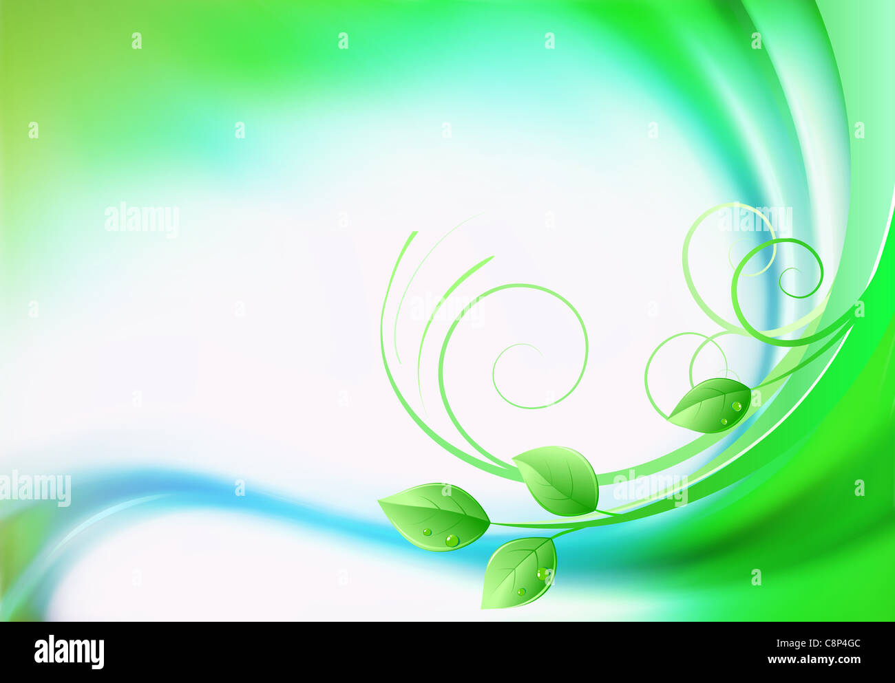 illustration of fresh spring abstract background with green leaves ...
