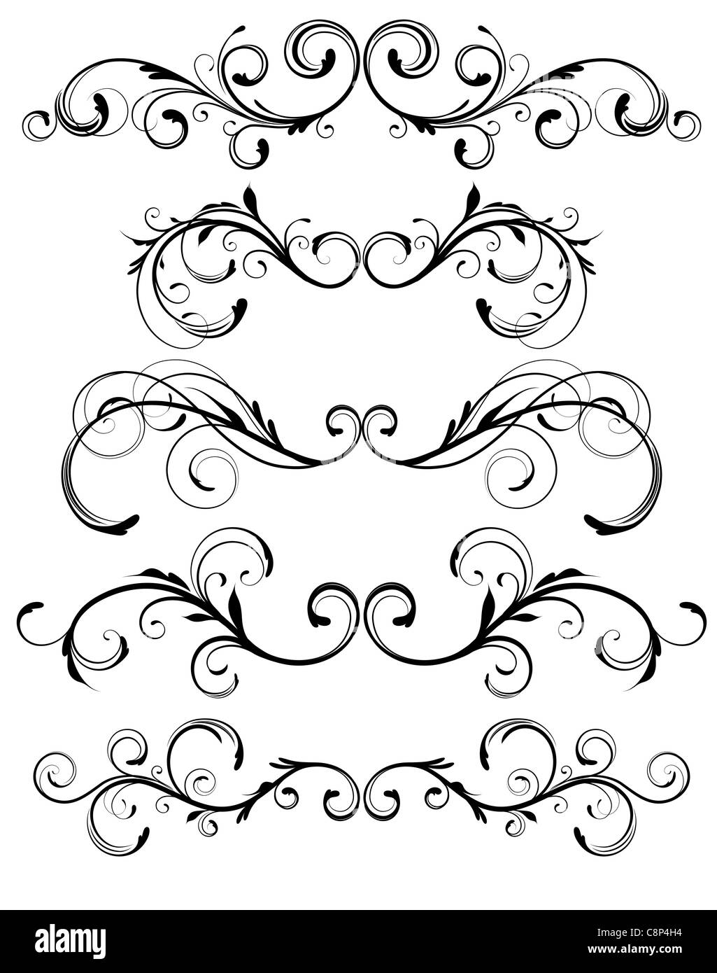 set of floral decorative ornament page rules Stock Photo - Alamy