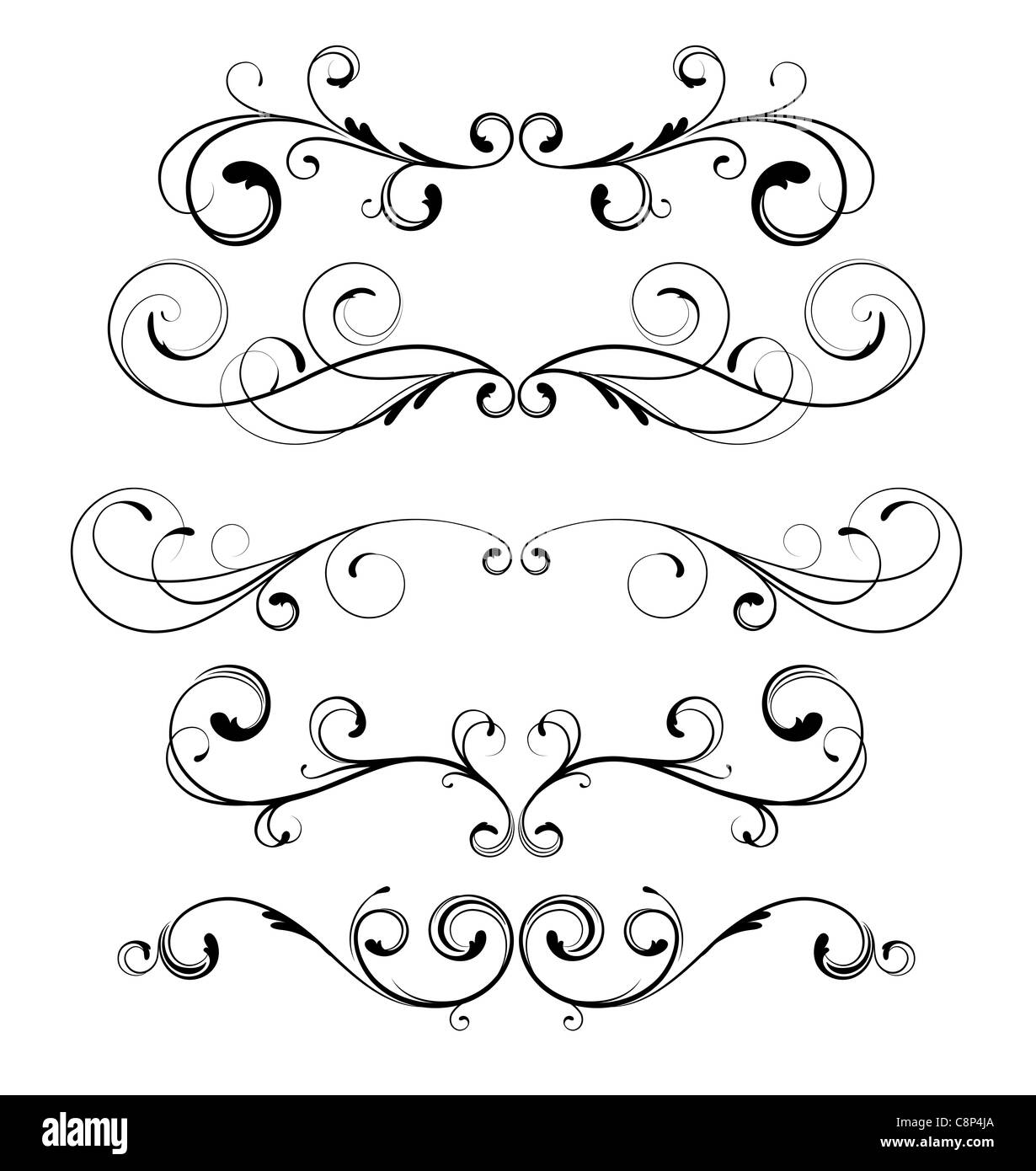 set of floral decorative ornament page rules Stock Photo - Alamy