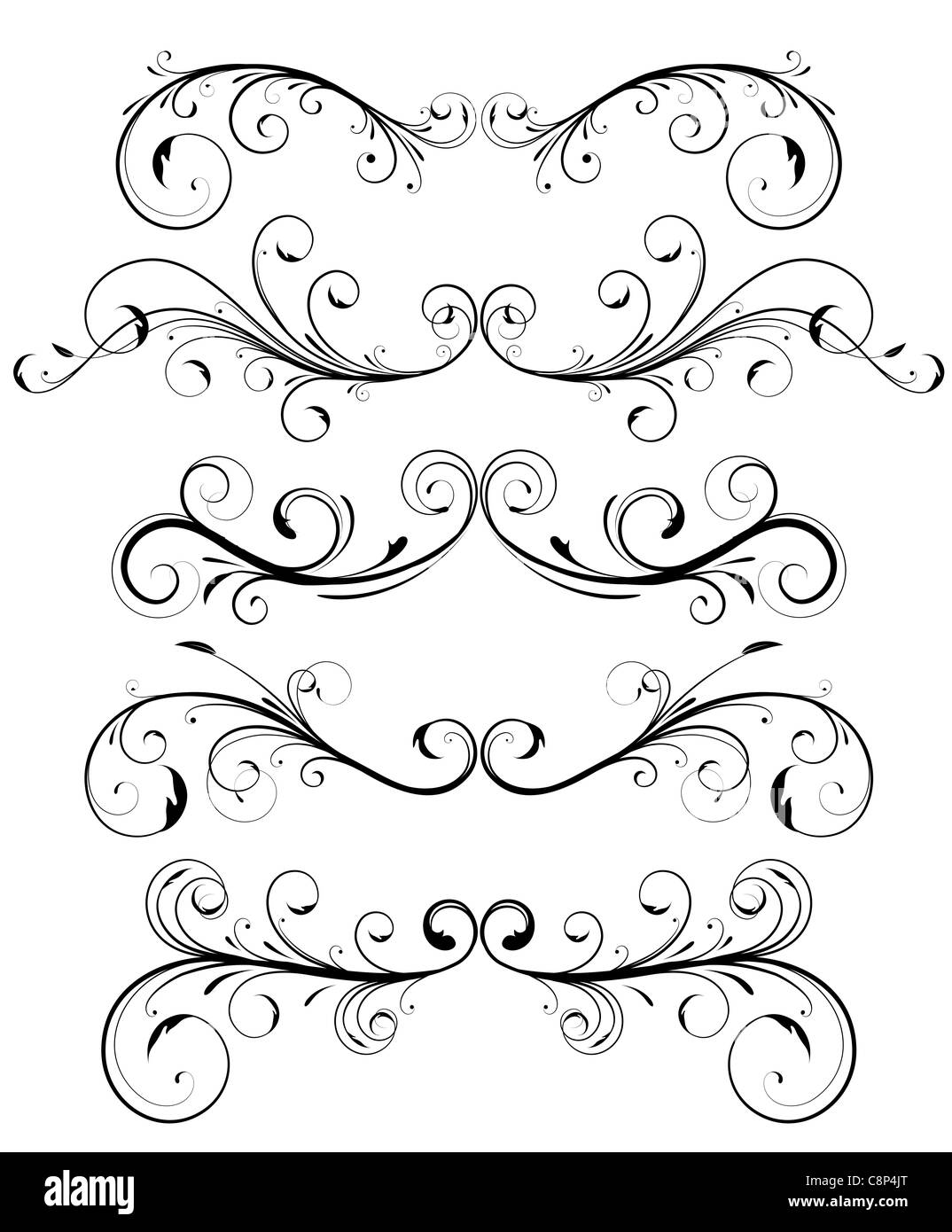 set of floral decorative ornament page rules Stock Photo - Alamy