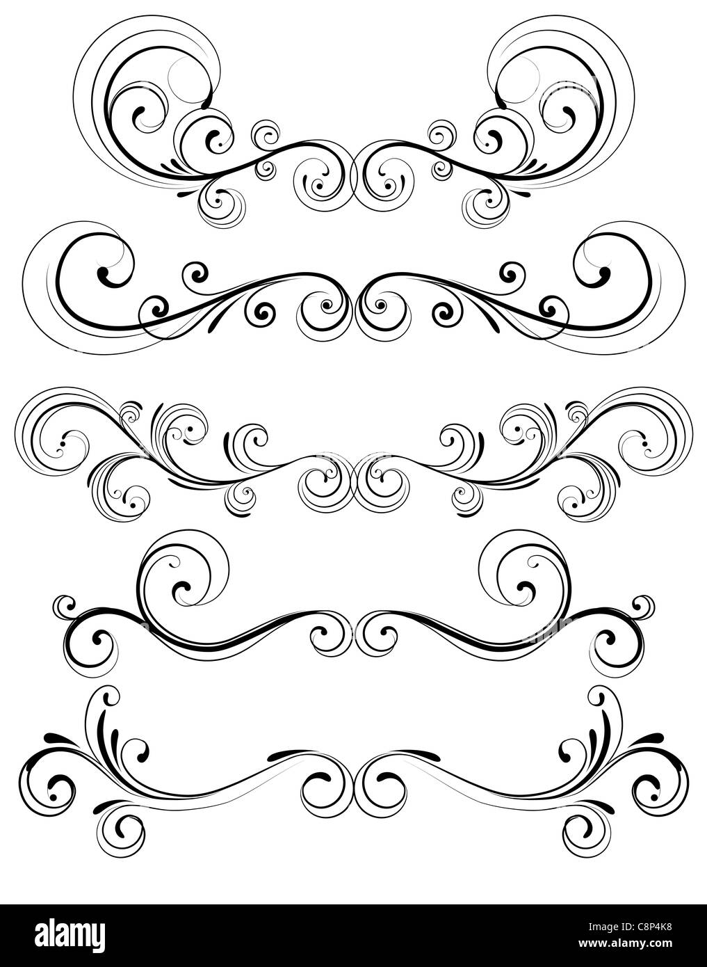 set of floral decorative ornament page rules Stock Photo - Alamy