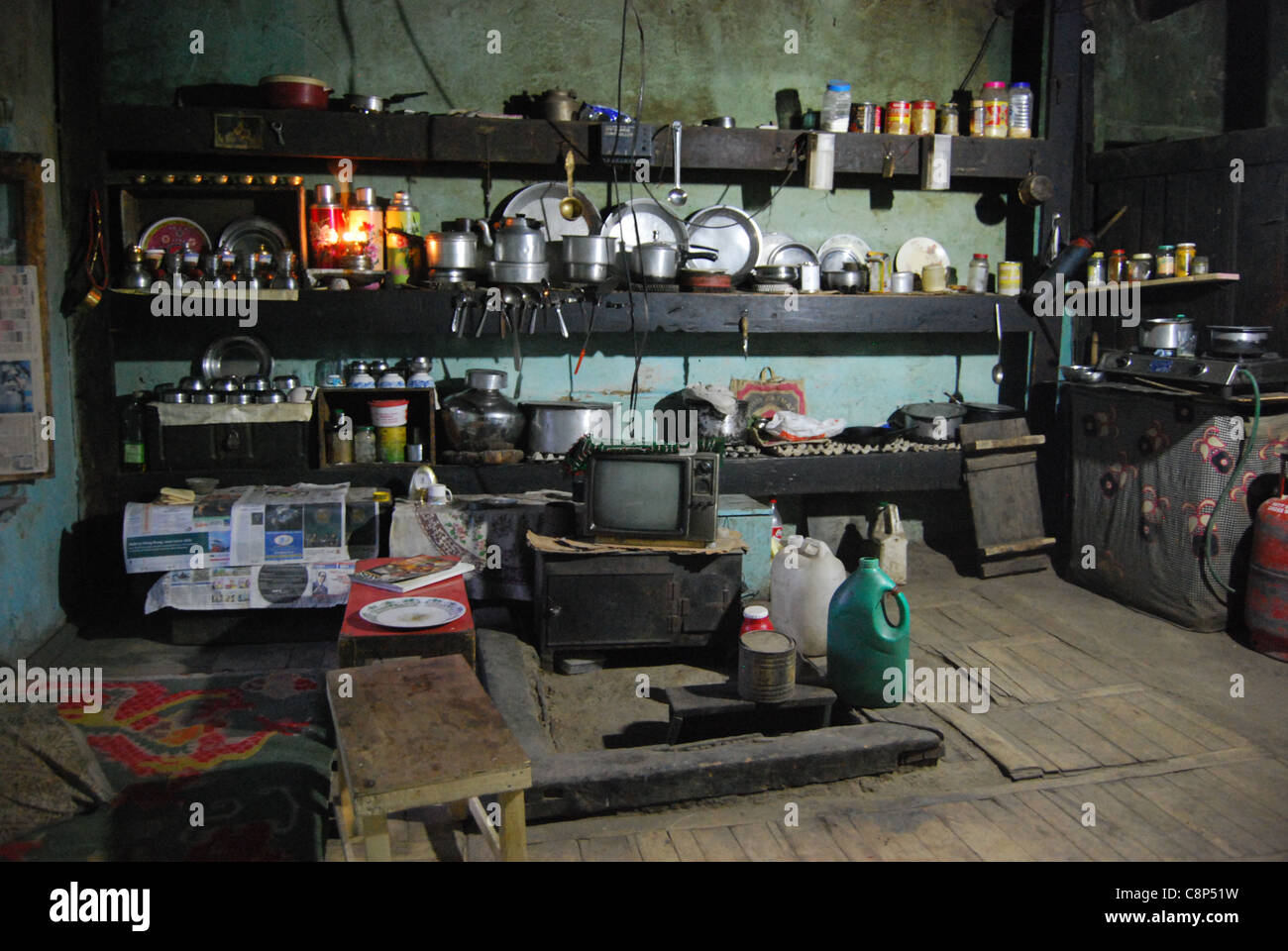 Ladakh, Himalaya, India, Typical Kitchen in Ladakh, Nubra Valley ...