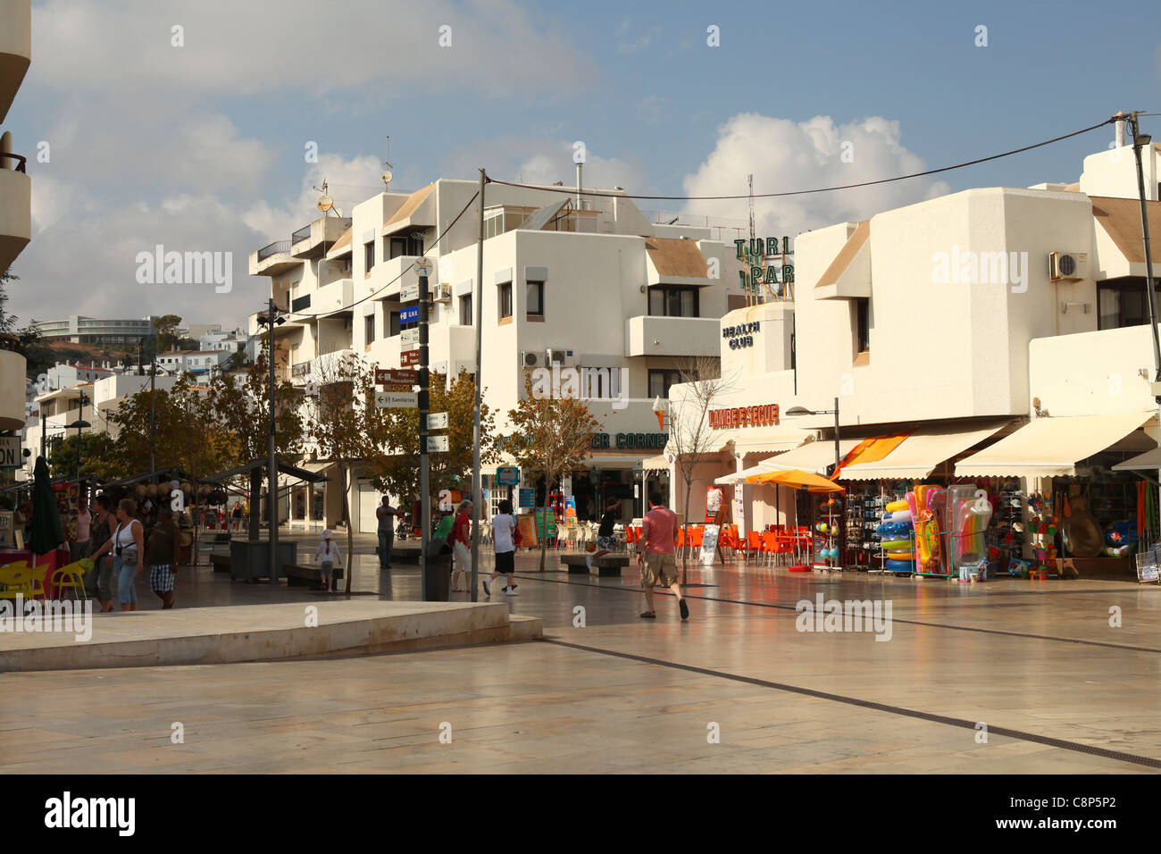 Main street near boulevard and beach in Albufeira Stock Photo - Alamy