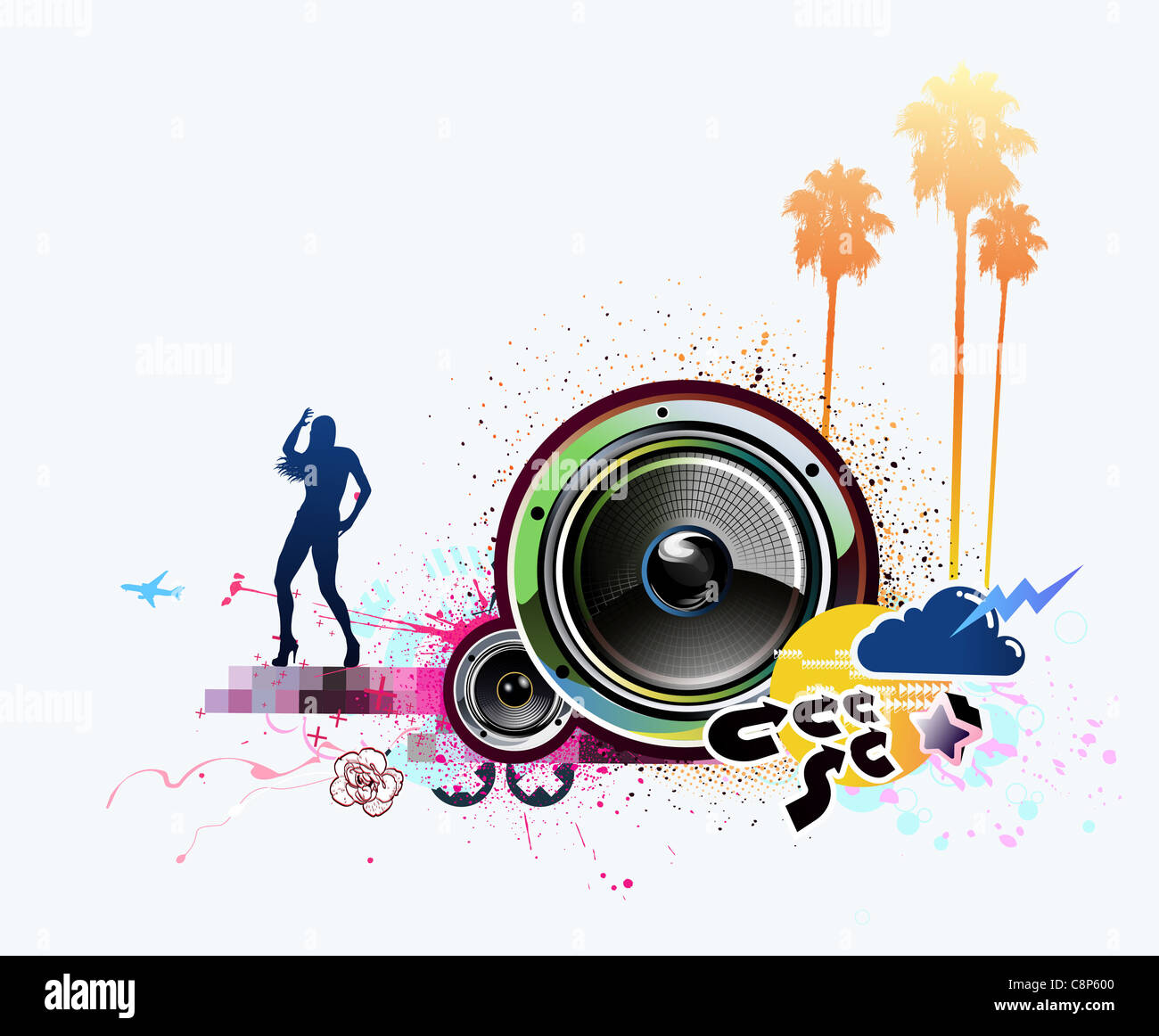 illustration of grunge abstract party background with music design ...