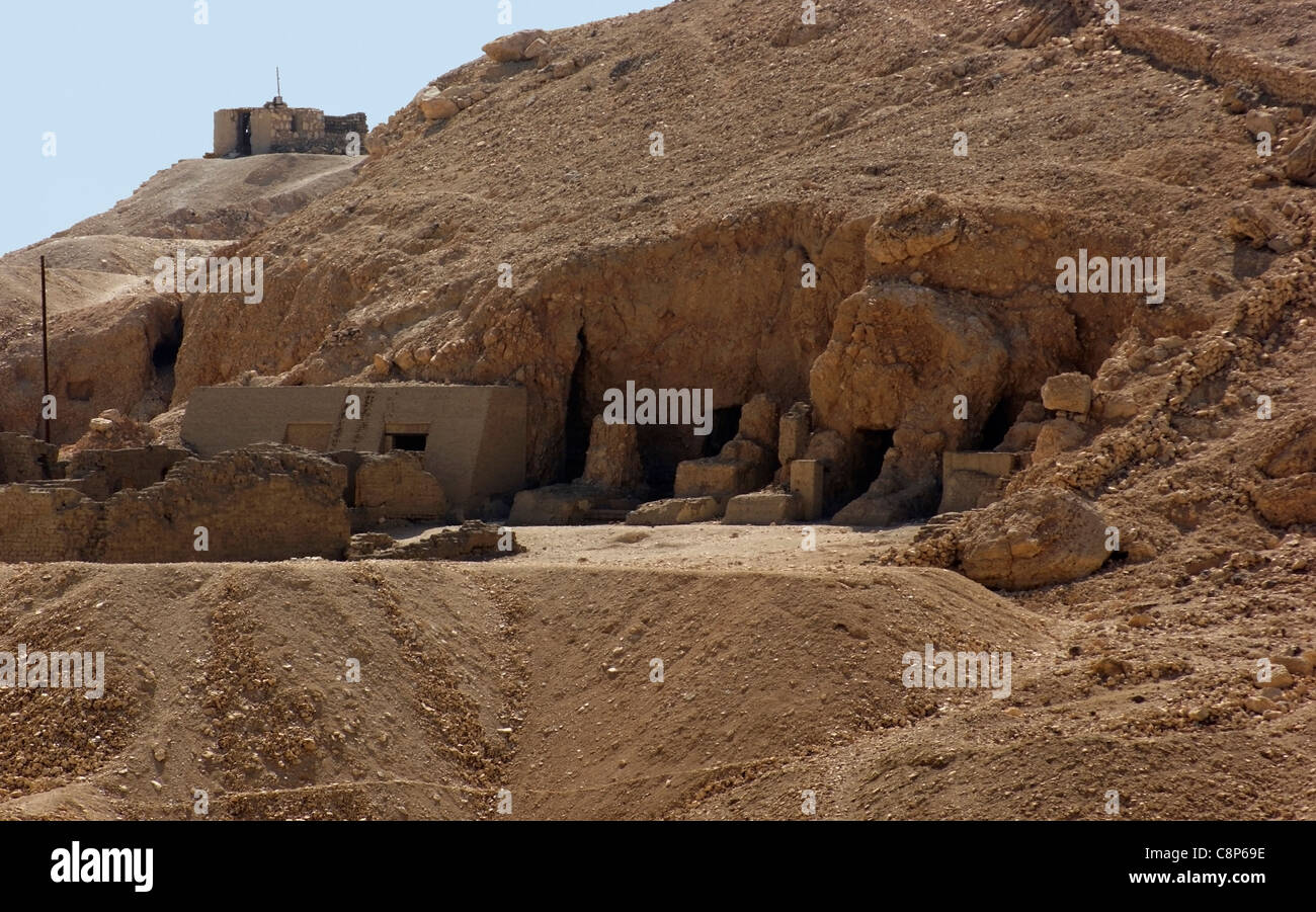 rock cut tombs near the Mortuary Temple of Hatshepsut in Egypt Stock ...