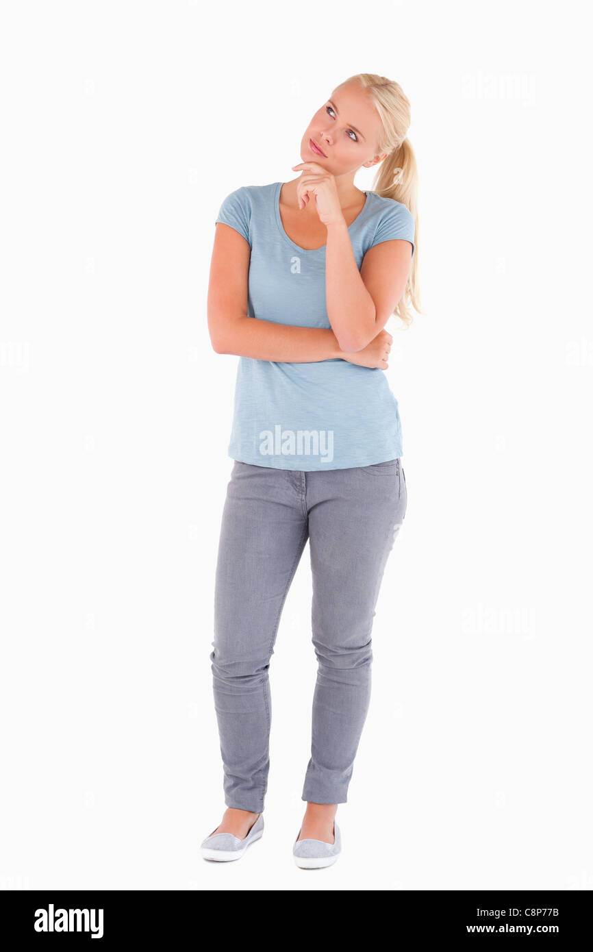 Beautiful thoughtful woman posing Stock Photo - Alamy