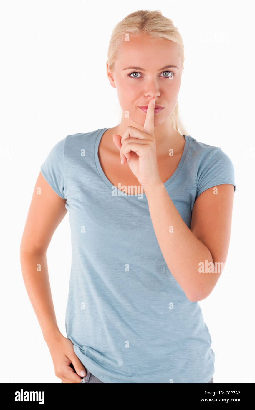 Woman hushing hi-res stock photography and images - Alamy