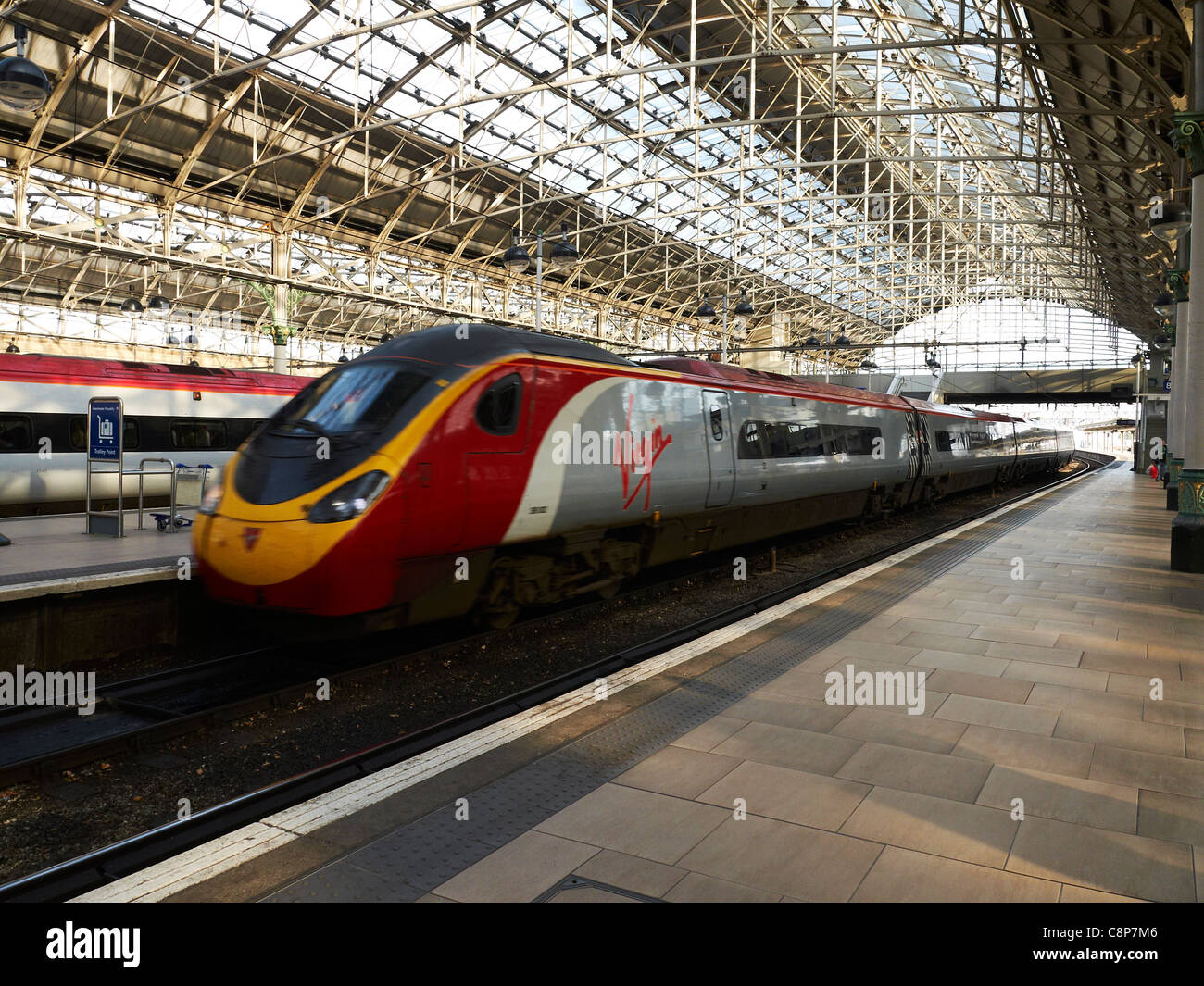 Virgin train arriving at Piccadilly station Manchester UK Stock Photo ...