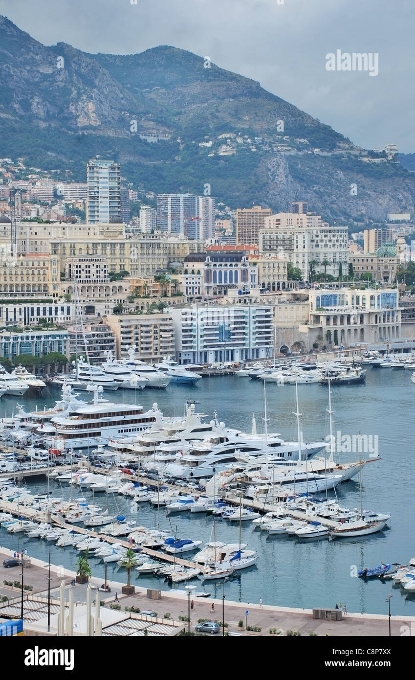 Monaco, view of Port Hercule and Monte-Carlo Stock Photo - Alamy