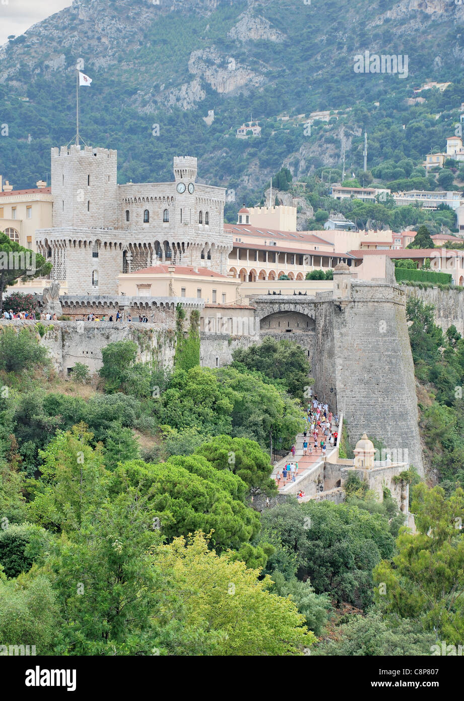 Monaco palace castle tower flag hi-res stock photography and images - Alamy