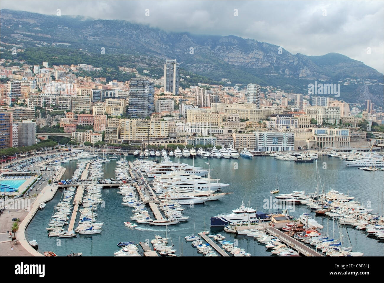 Monaco, view of Port Hercule and Monte-Carlo Stock Photo - Alamy