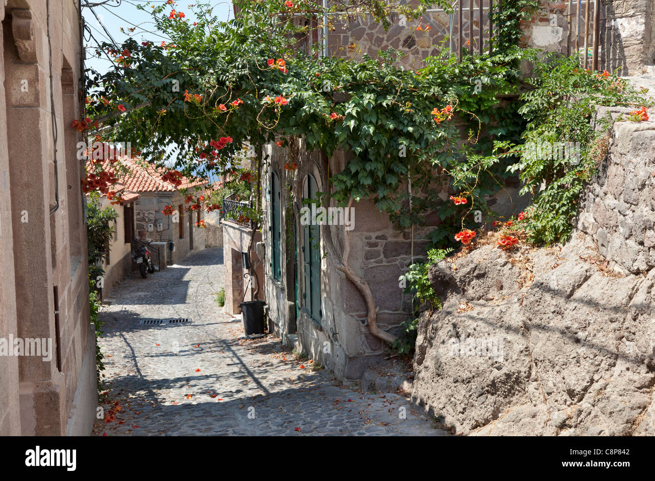 Streetview in the old city of Mithymna , Lesbos, Greece Stock Photo - Alamy