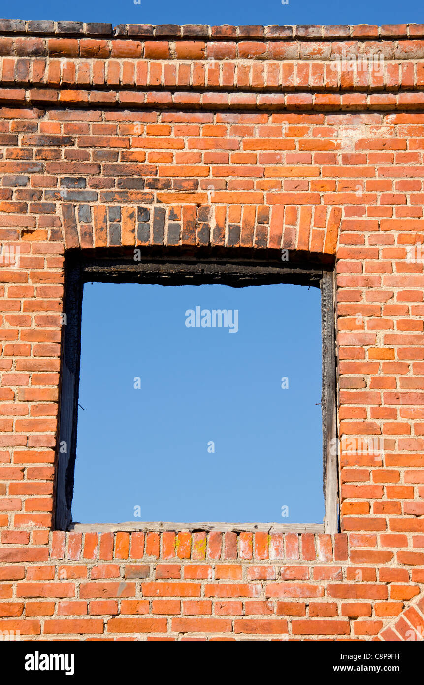 ruins wall with windows hole and sky Stock Photo - Alamy