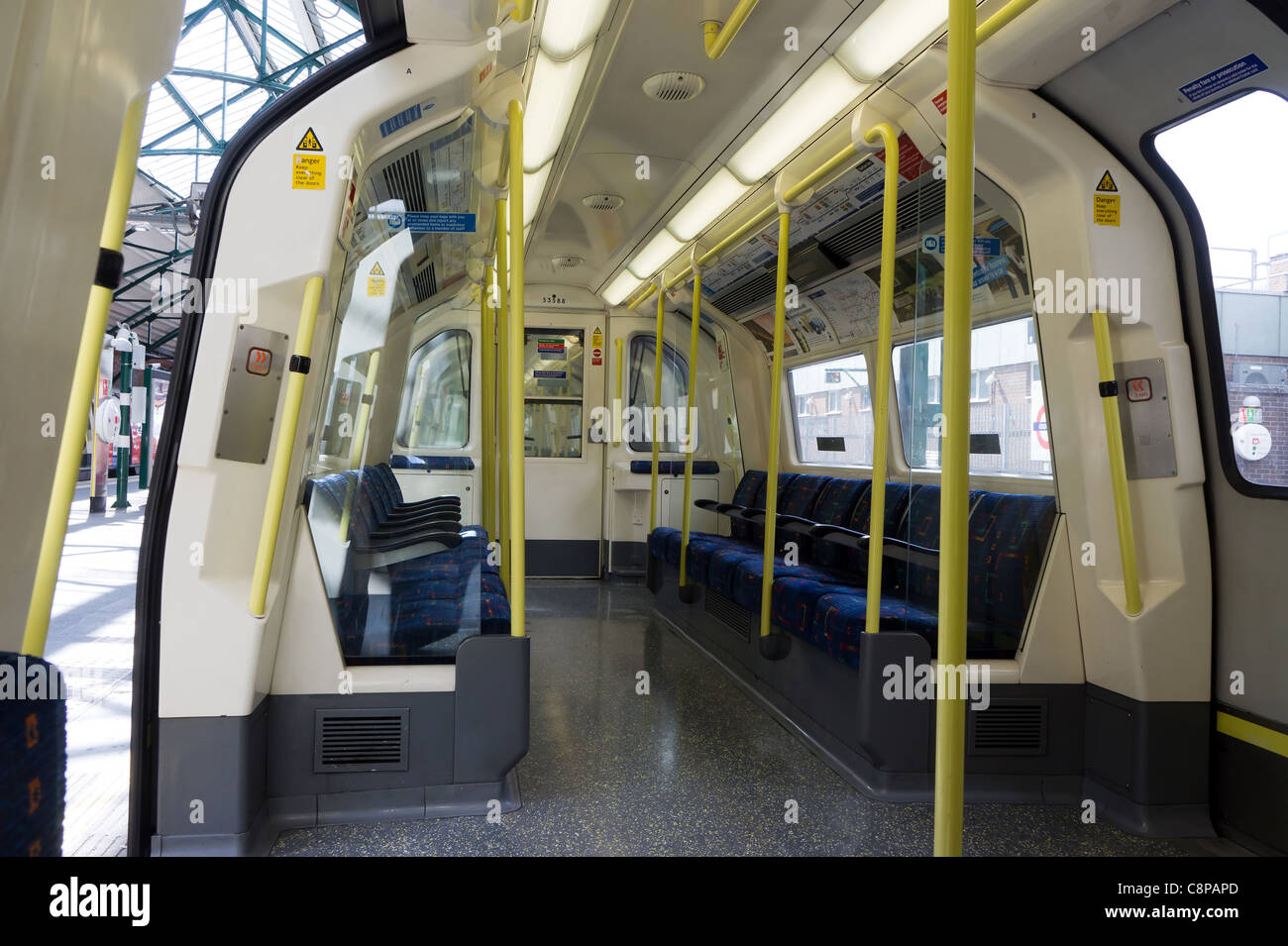 Empty tube train carriage, London Underground Northern Line Stock Photo ...