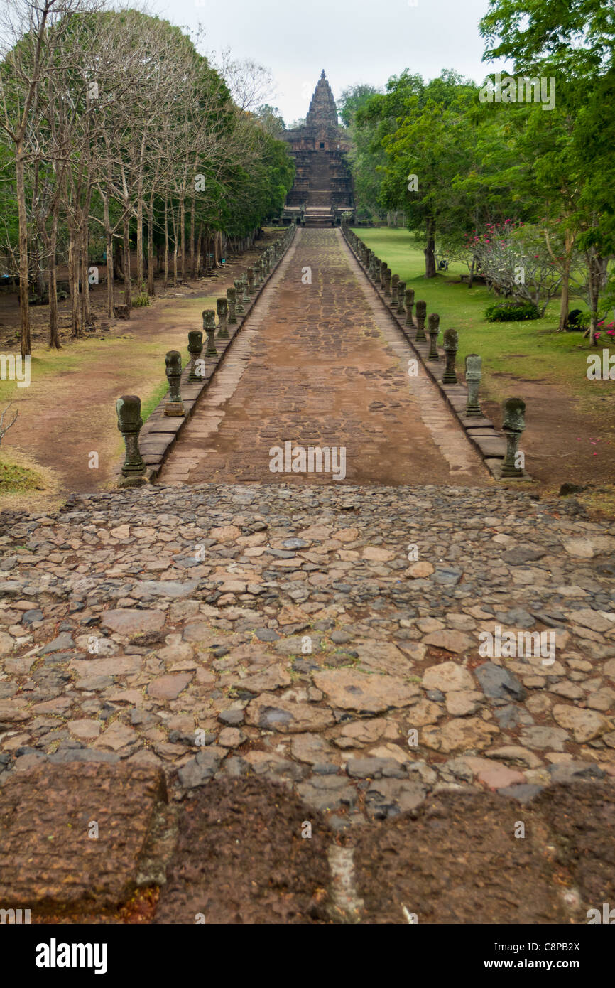walkway entrance of prasat hin phanom rung khmer temple ruins in ...