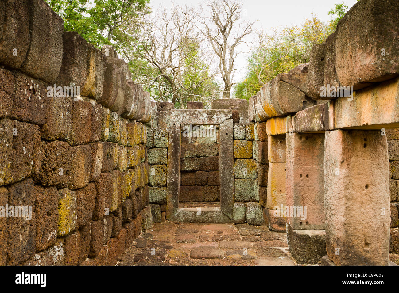 door inside prasat hin phanom rung khmer temple ruins in Thailand Stock ...