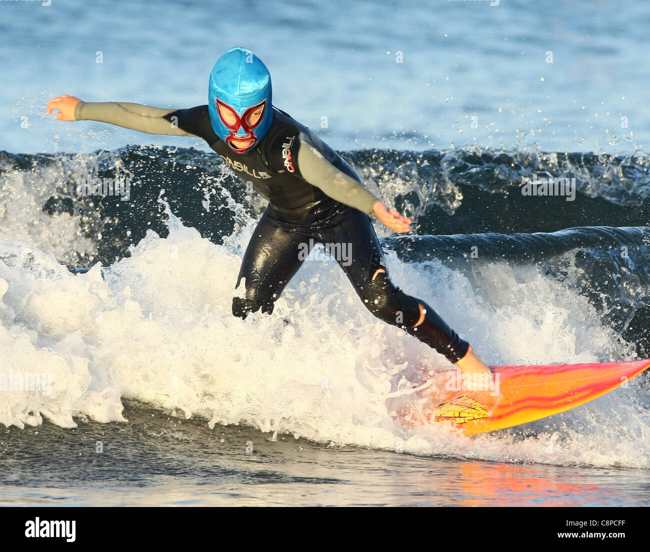 BOY SURFER IN LUCHA LIBRE MASK BLACKIE'S HALLOWEEN COSTUME SURF CONTEST ...