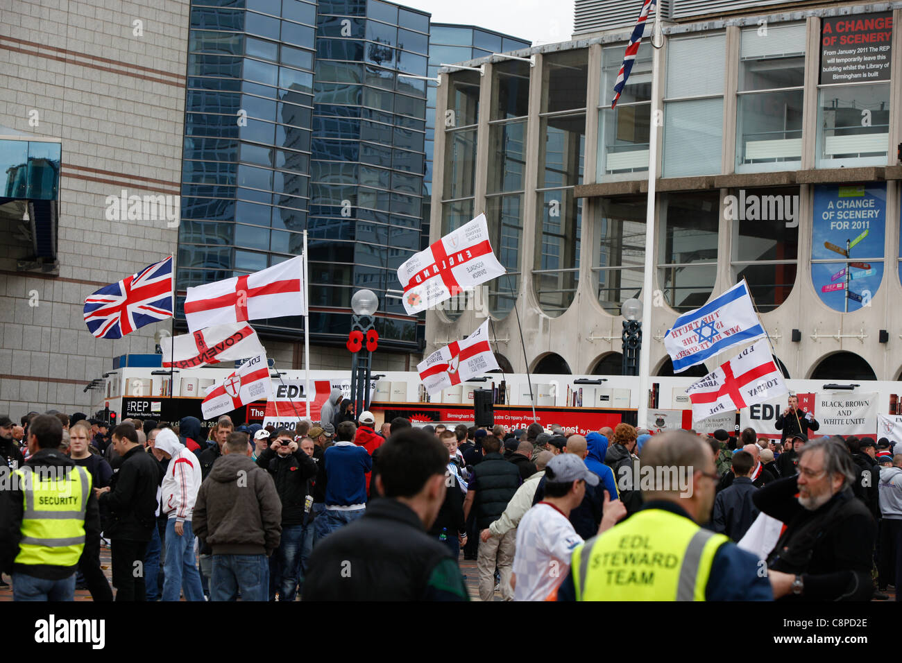 Masses of flags waving at the EDL demonstration. Which took place in ...