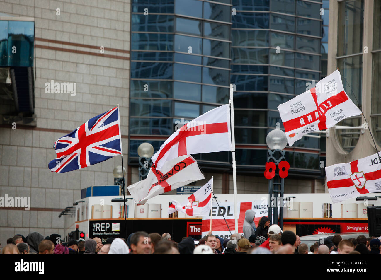 Masses of flags waving at the EDL demonstration. Which took place in ...