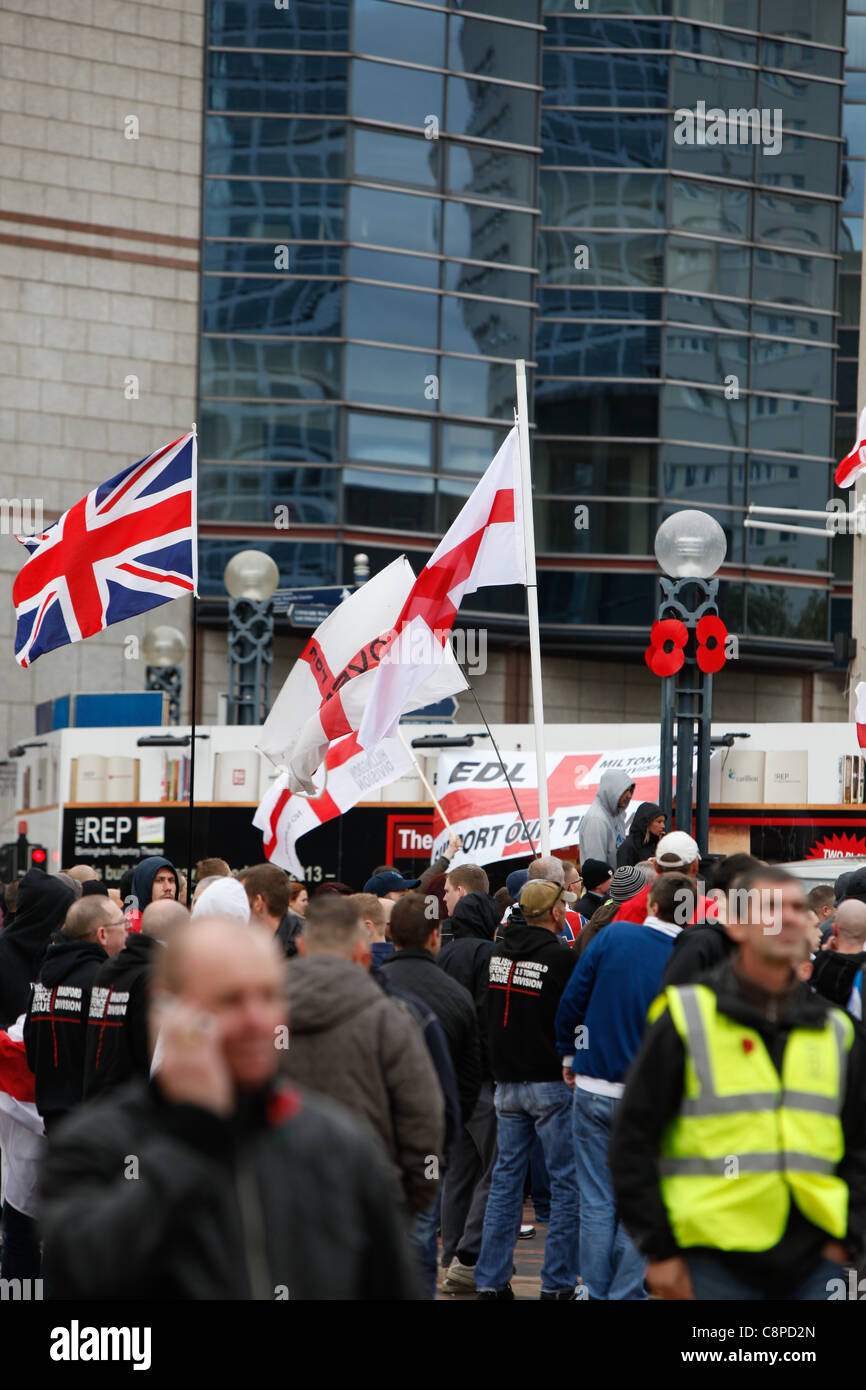 Masses of flags waving at the EDL demonstration. Which took place in ...