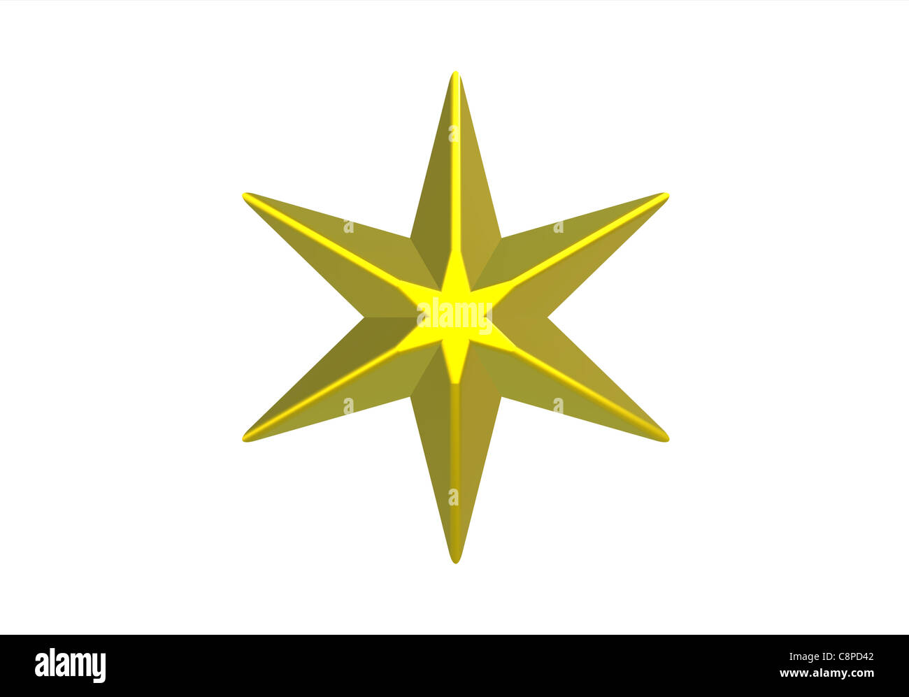 Golden star six branch isolated on white, 3d render Stock Photo - Alamy