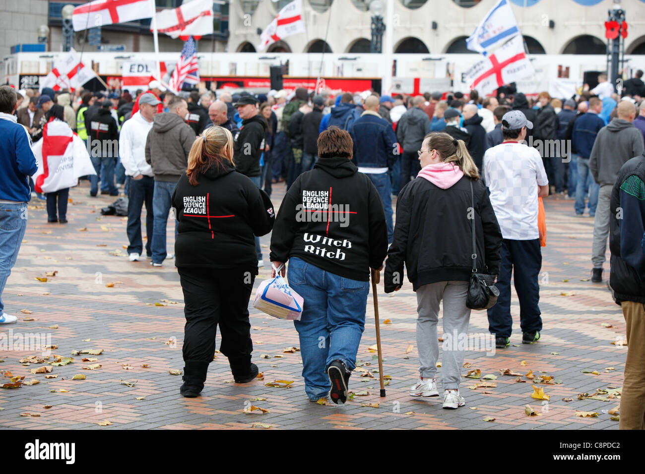 Female members of the EDL. AT the demonstration in Centenary Square ...
