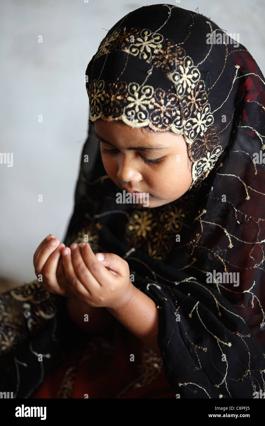Muslim girl in prayer Andhra Pradesh South India Stock Photo - Alamy