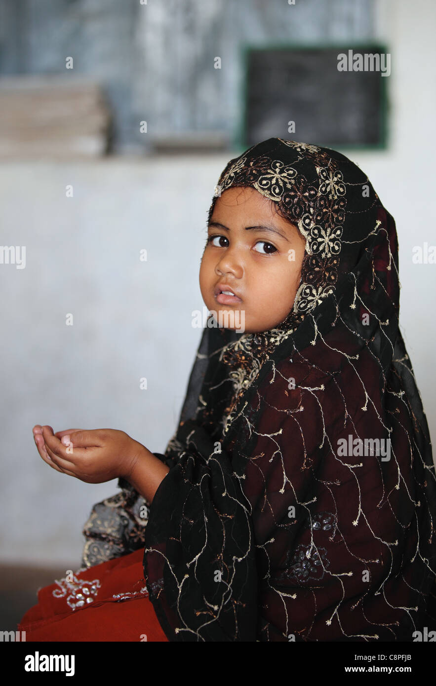 Muslim girl in prayer Andhra Pradesh South India Stock Photo - Alamy