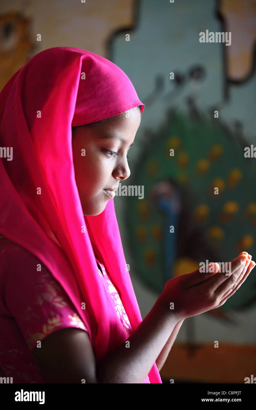 Muslim girl in prayer Andhra Pradesh South India Stock Photo - Alamy