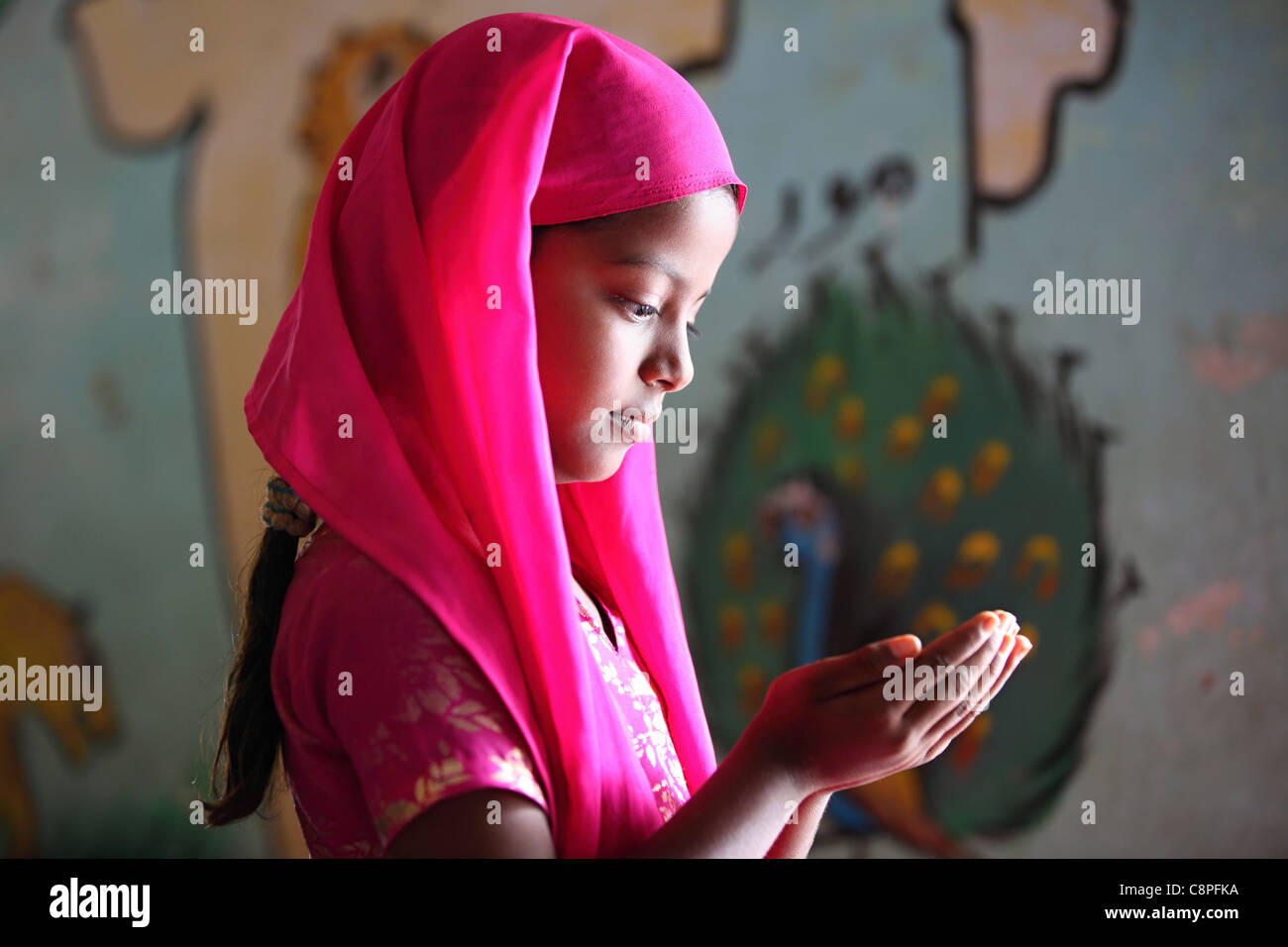 Muslim girl in prayer Andhra Pradesh South India Stock Photo - Alamy