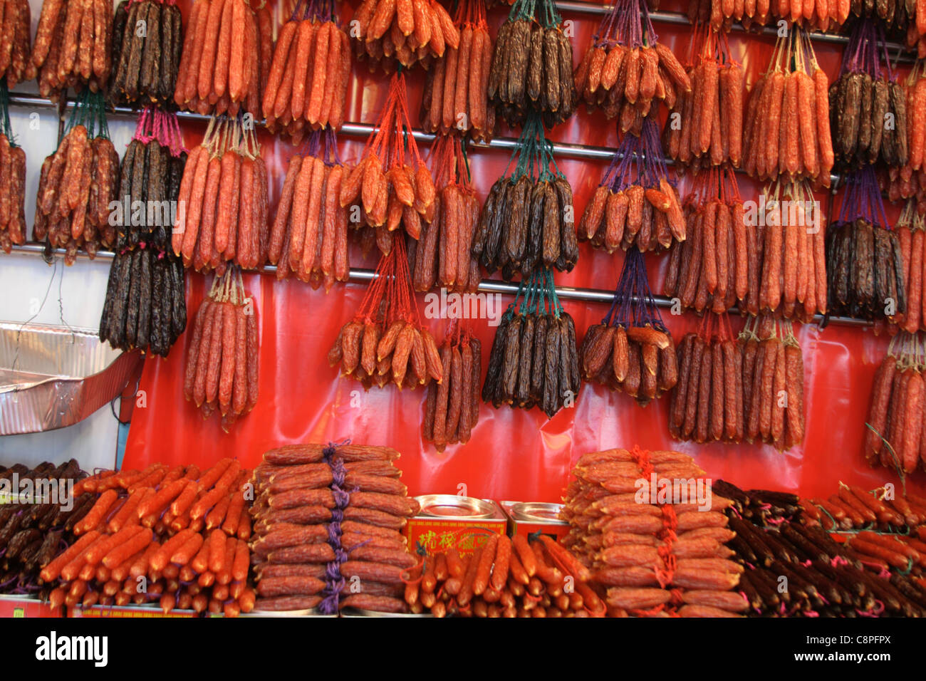 stall selling chinese sausages Stock Photo - Alamy