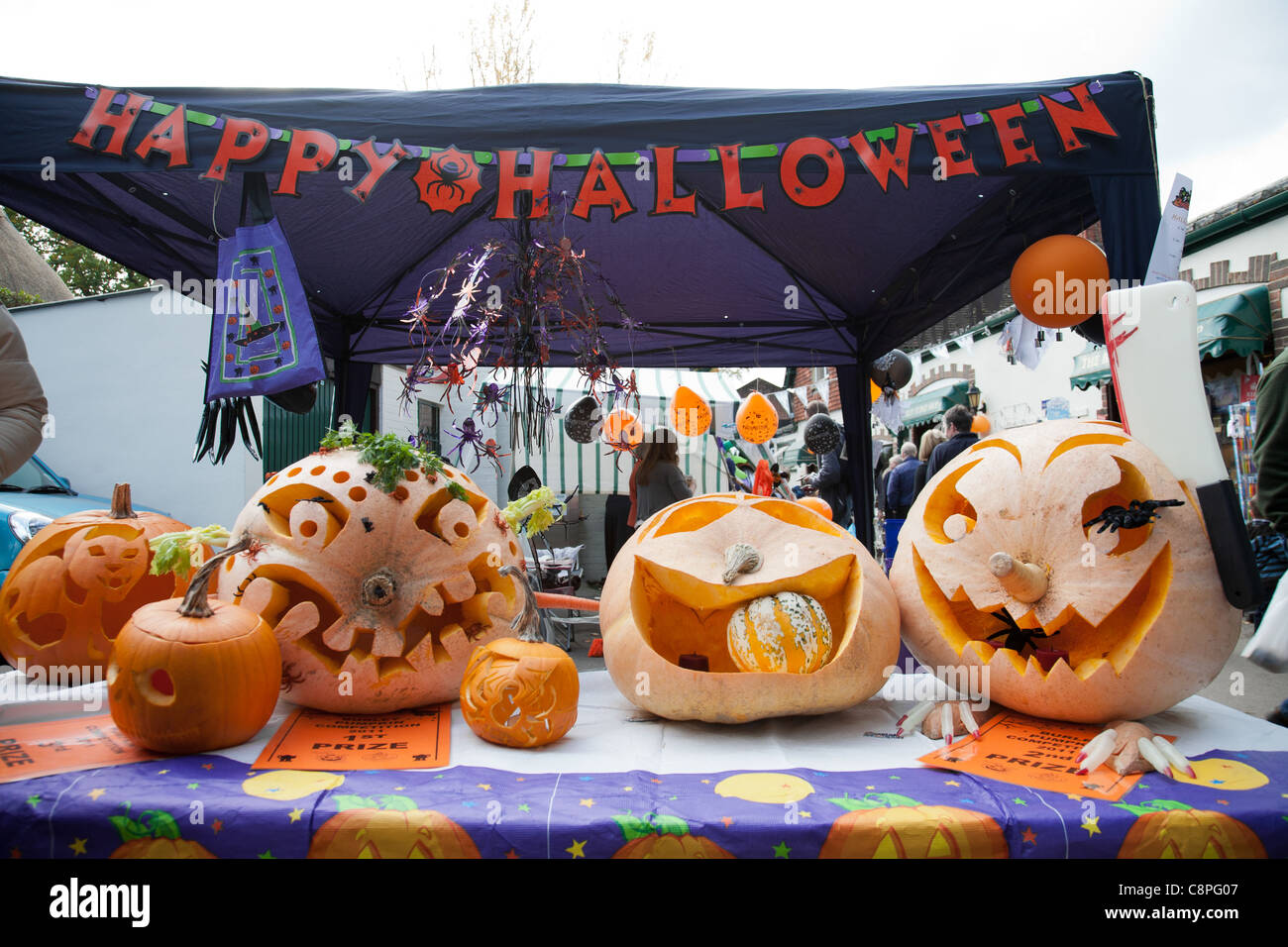 Carved pumpkins in the New forest at Halloween Stock Photo - Alamy