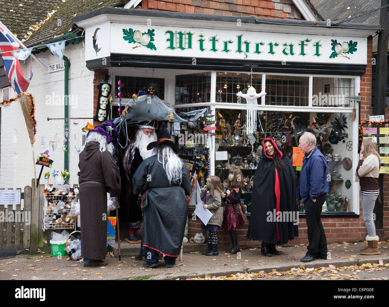 Shop selling witchcraft memorabilia with witches and warlocks outside ...