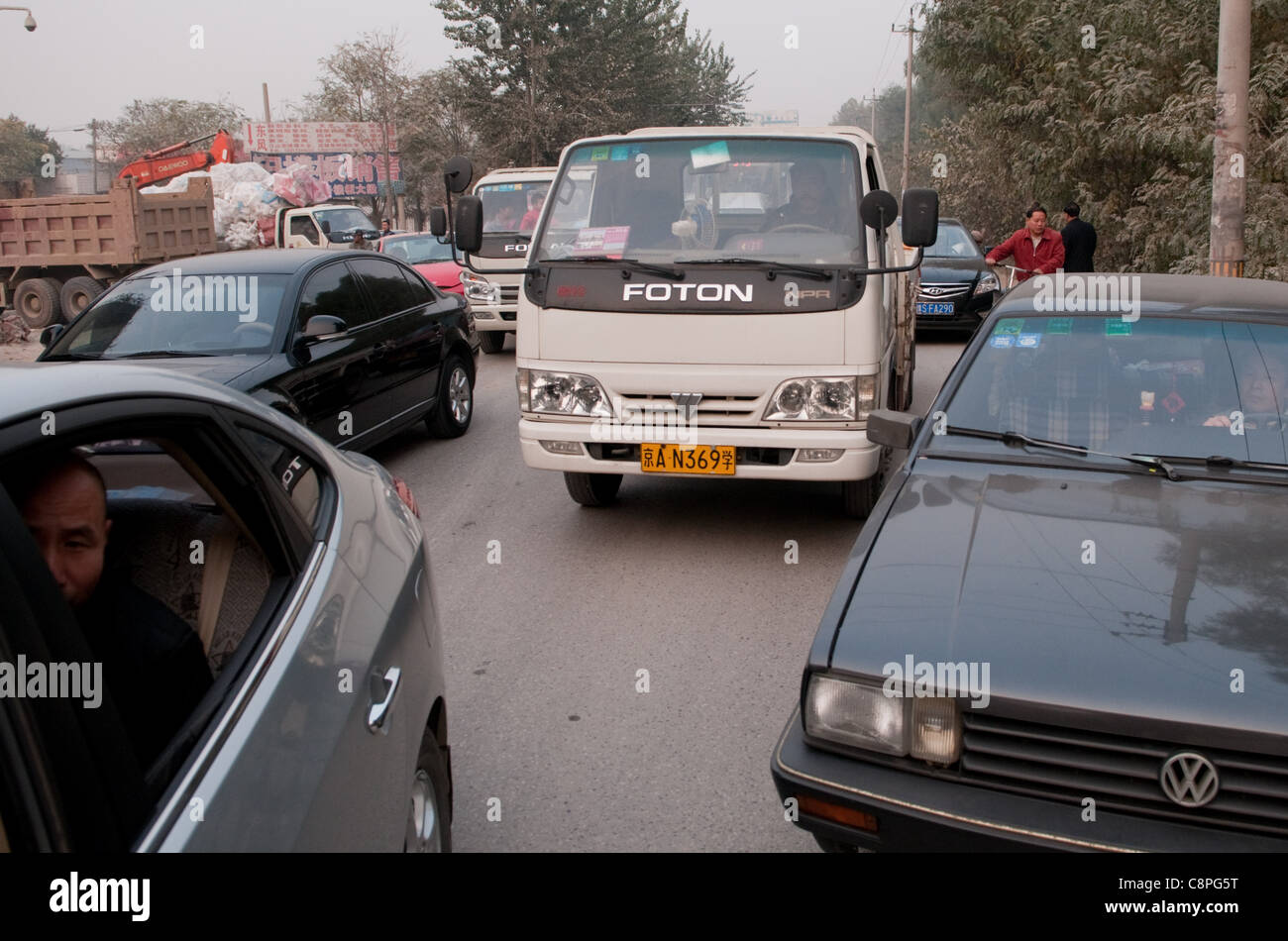 Hundreds of cars are stuck in gridlock, in the North of Beijing, as ...