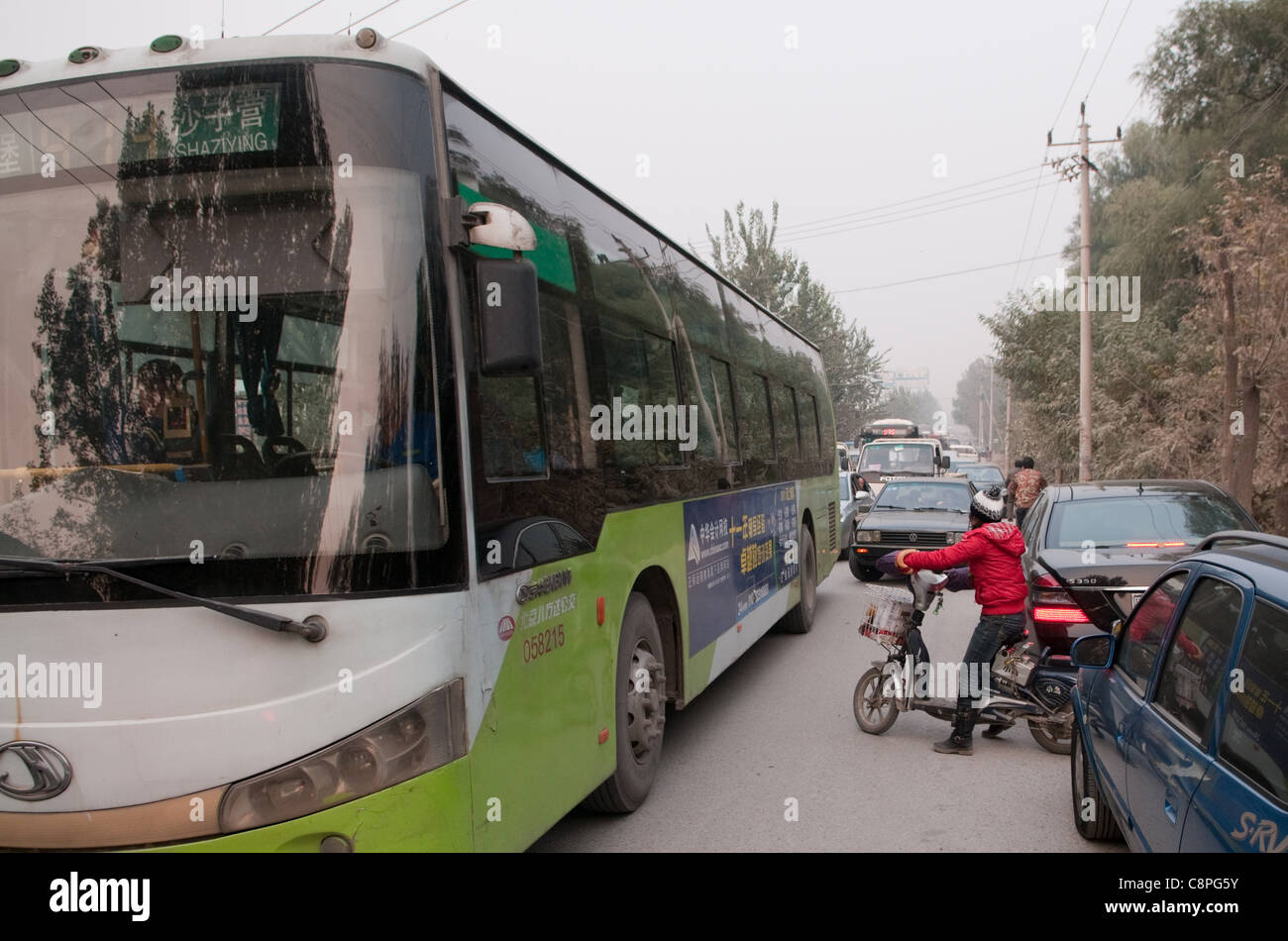 A local bus is stuck for over two hours as drivers are gridlocked in ...