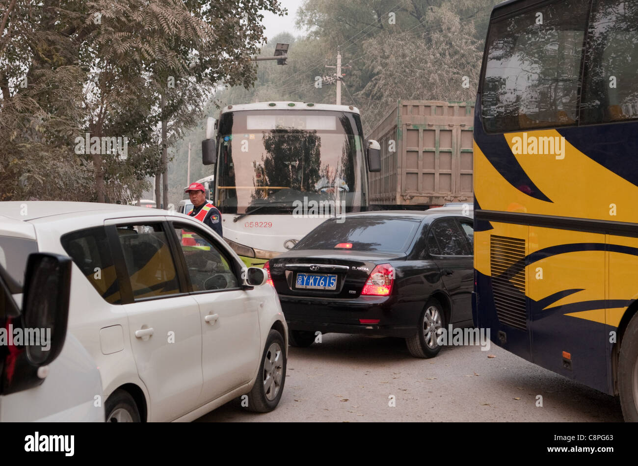 A local bus is stuck for over two hours as drivers are gridlocked in ...