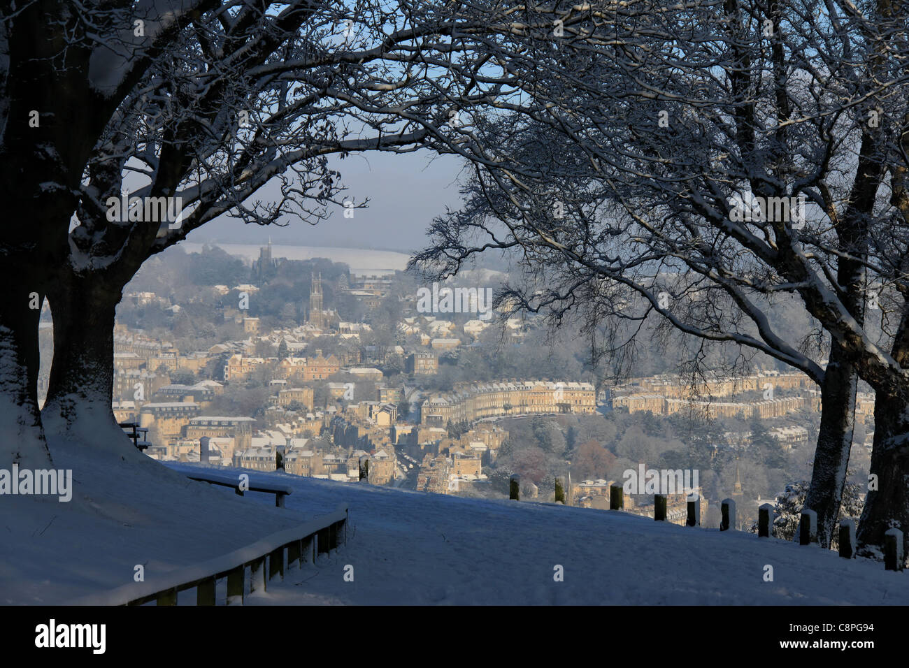 Bath City from park in the snow Stock Photo - Alamy