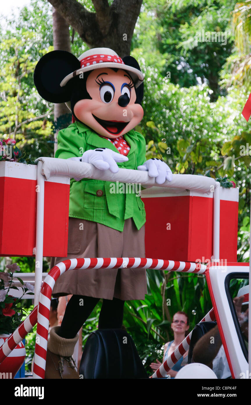mickey mouse atop a float on the mickeys jammin jungle parade in the ...