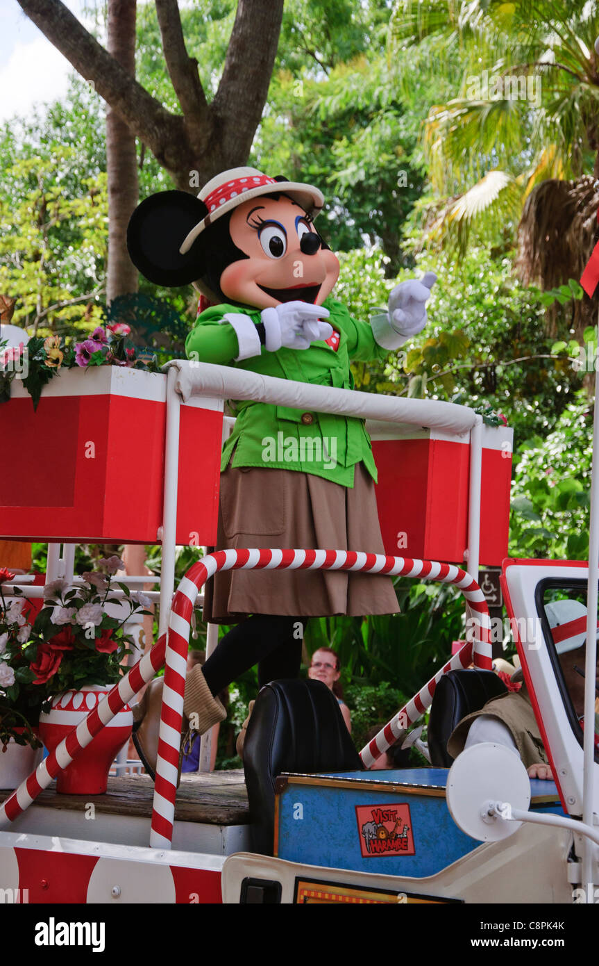 mickey mouse atop a float on the mickeys jammin jungle parade in the ...