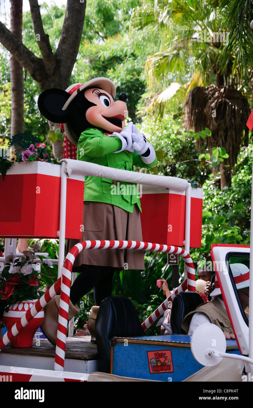 mickey mouse atop a float on the mickeys jammin jungle parade in the ...