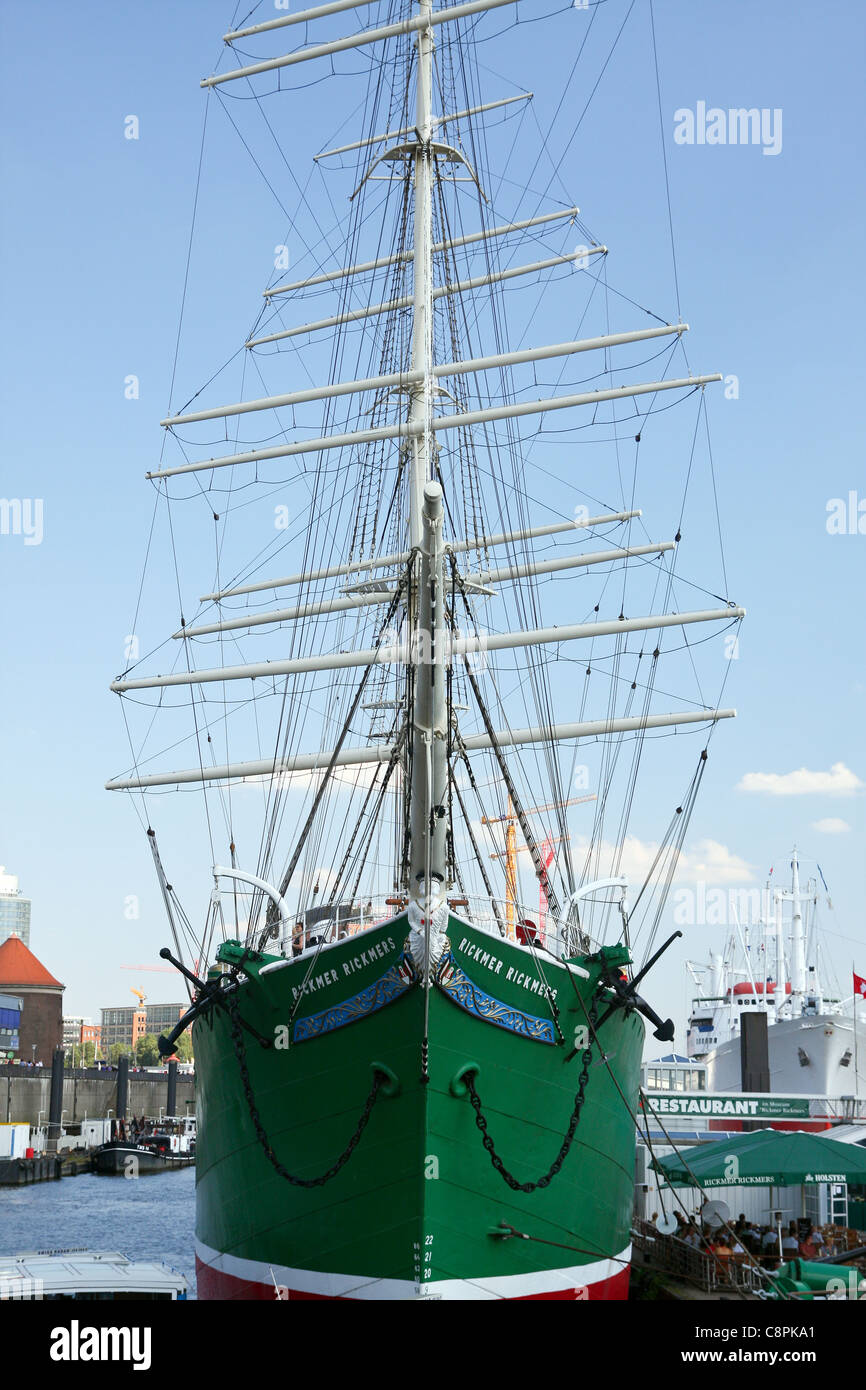 View of the sailing ship Rickmer Rickmers in Hamburg, Germany Stock ...