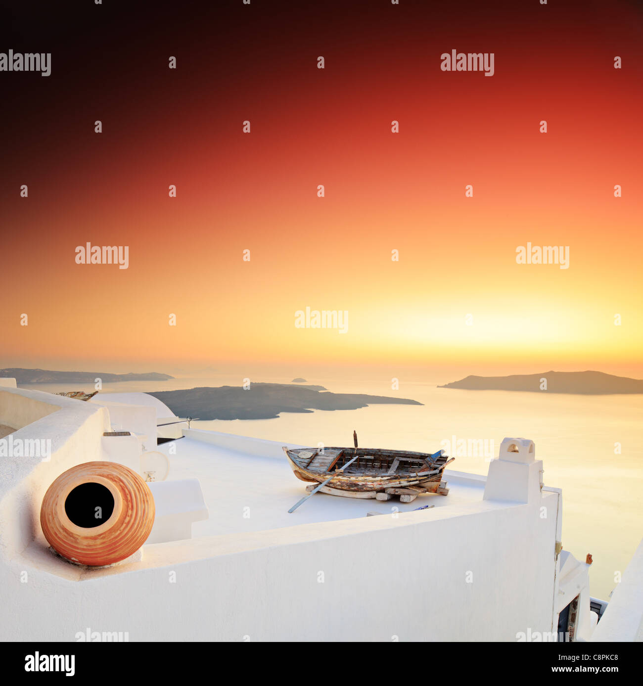 A sunset over Santorini island Stock Photo - Alamy