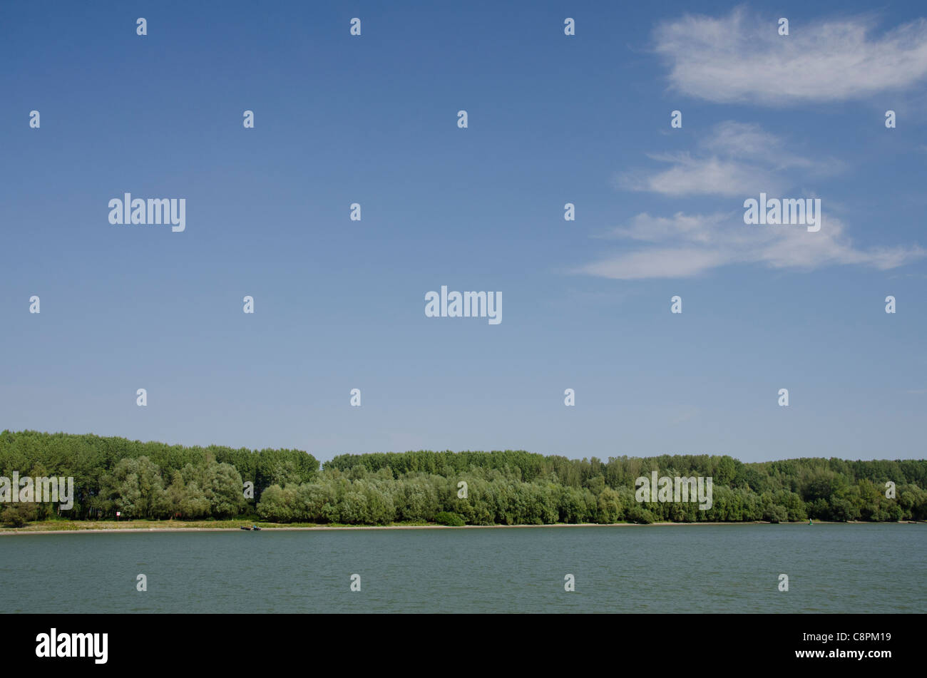 Romania, Dobrudgea region, Tulcea, Danube Delta. Sulina channel lined ...