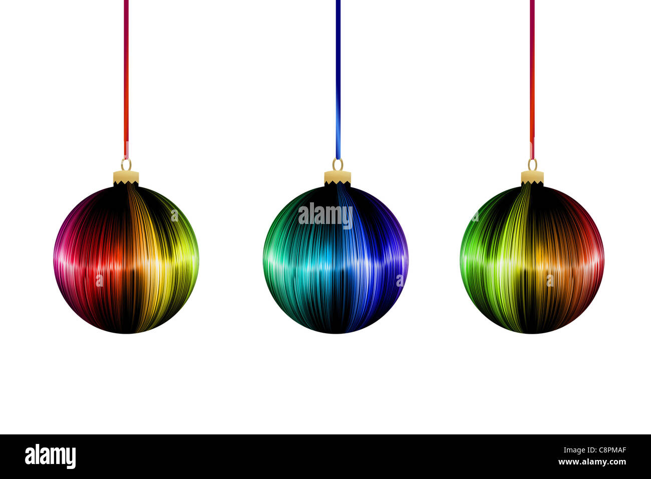 Rainbow Christmas ball on white background Stock Photo - Alamy