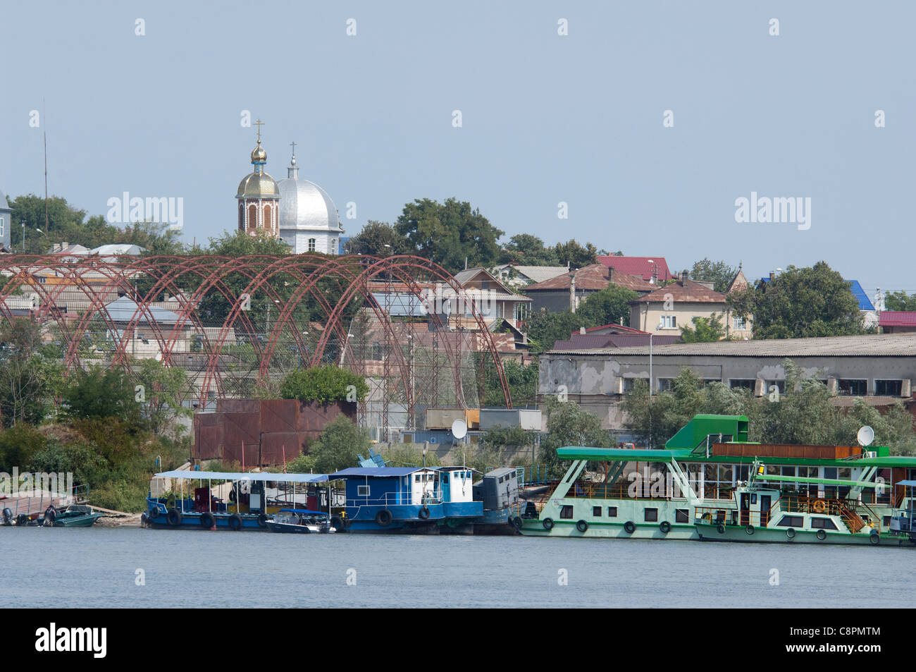Romania, Dobrudgea region, Tulcea, Danube Delta. Sulina channel town ...