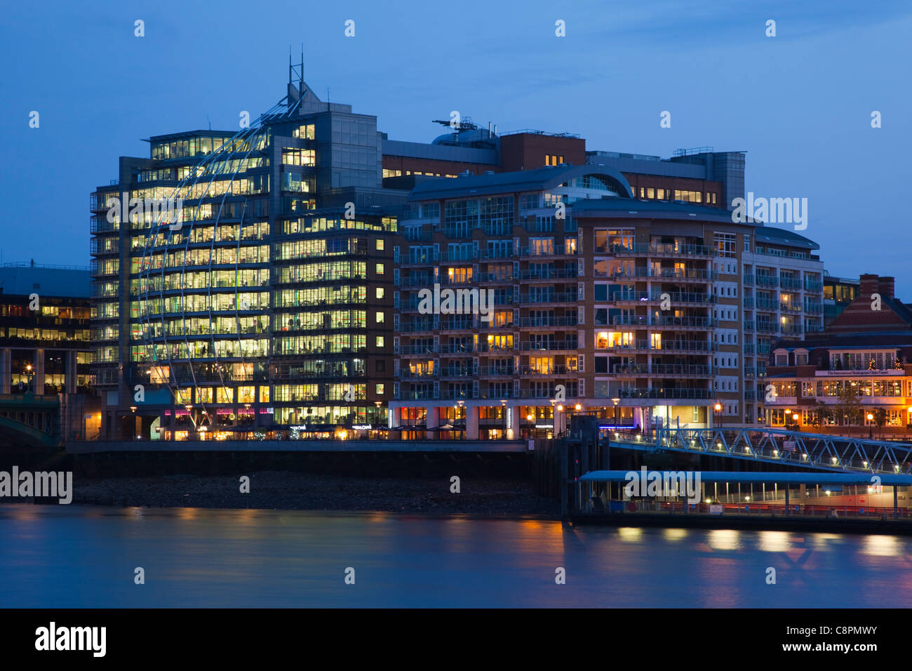 Modern office and residential buildings on London's South Bank Stock ...