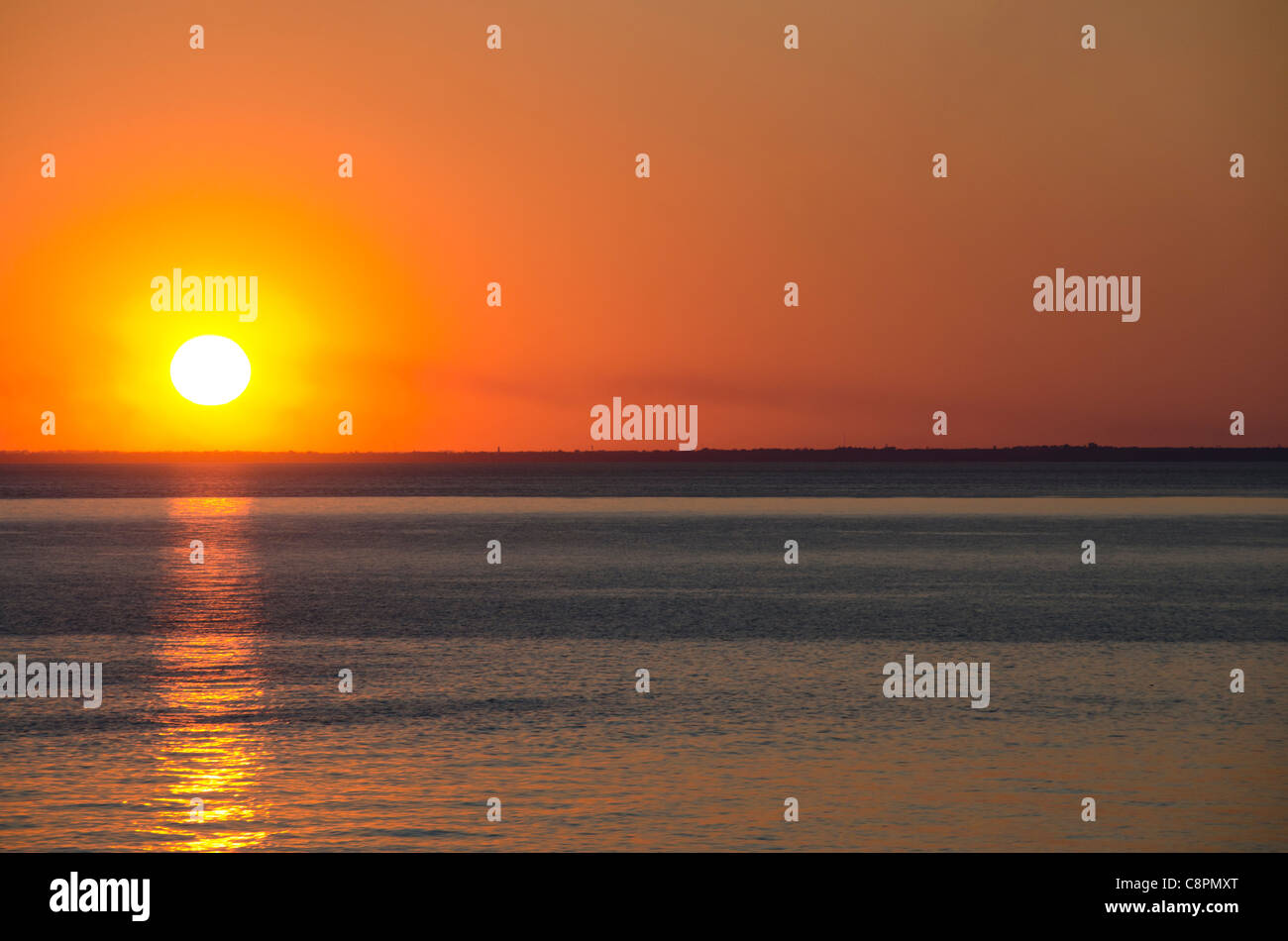 Eastern Europe, Romania. Sunset over the Black Sea near the historic ...