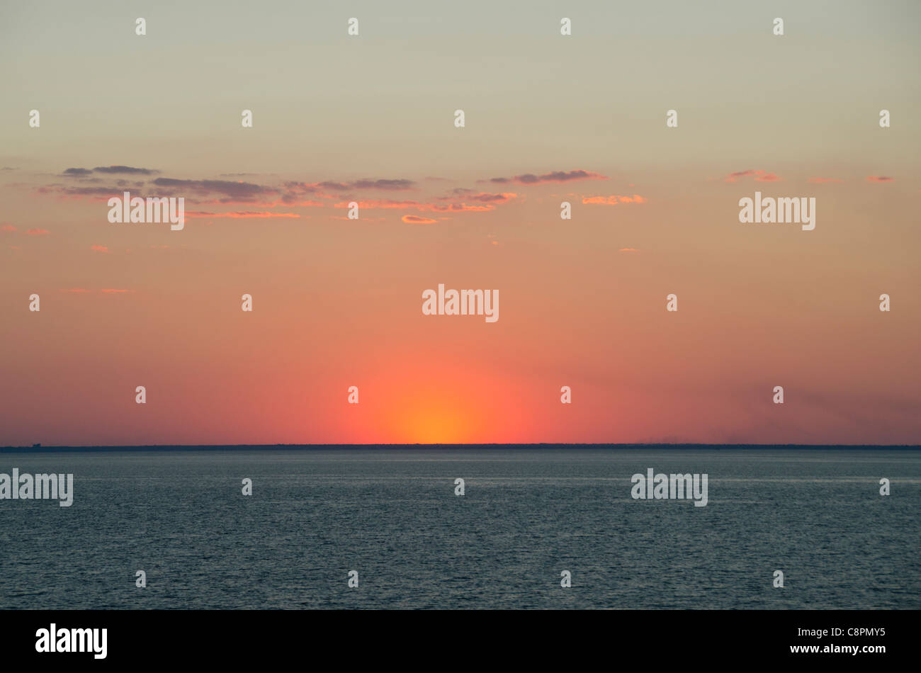Eastern Europe, Romania. Sunset over the Black Sea near the historic ...