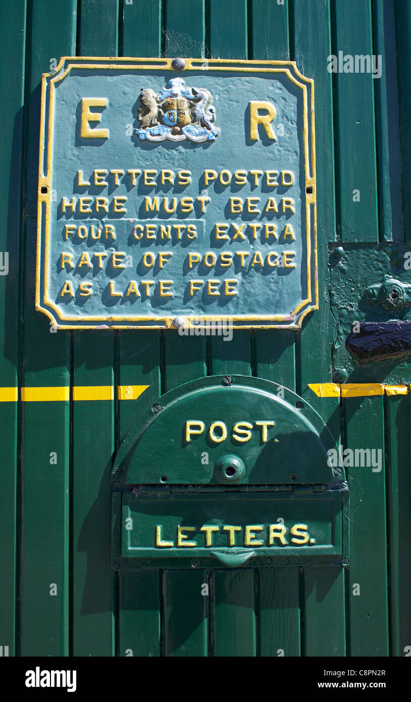 The post box on a carriage of the Kingston Flyer vintage steam train ...